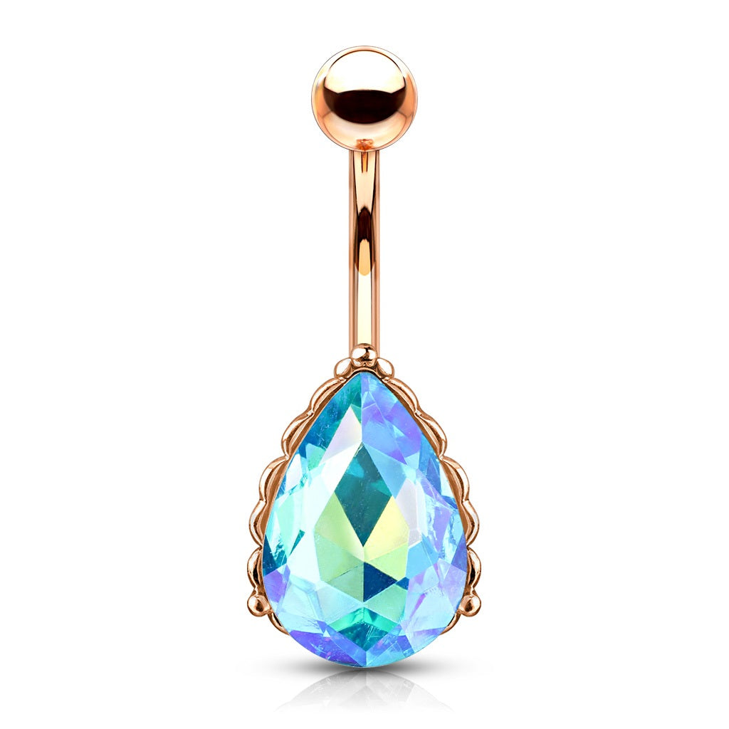 Aqua Iridescent Rose Gold Belly Ring Belly Bars & Belly Button Rings ...