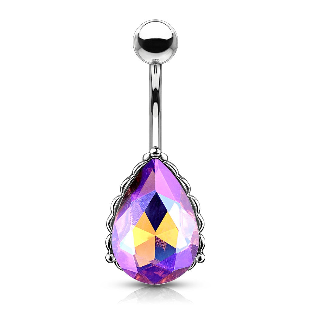 Purple Iridescent Tear Drop Belly Ring Belly Button Rings & Bars ...