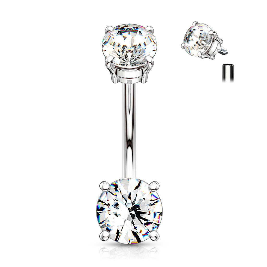 Internally Threaded Double Prong Belly Ring Belly Button Rings & Bars ...