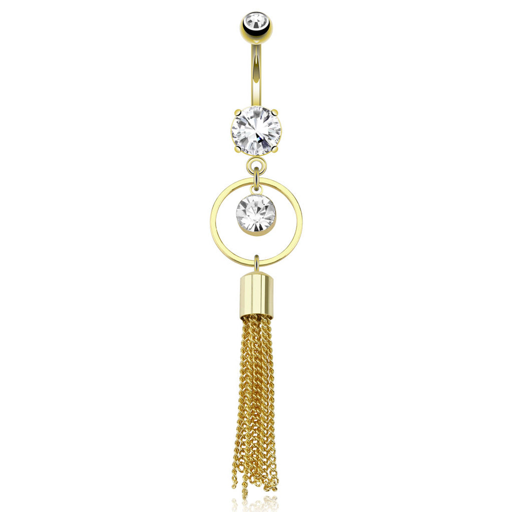 CZ Encircled Multi Chain Belly Ring Belly Bars & Belly Button Rings ...