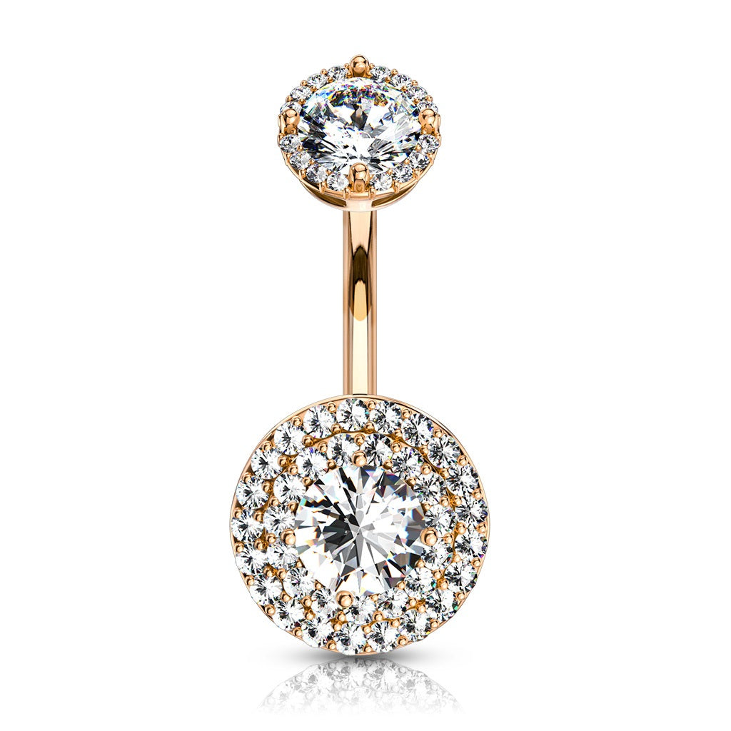 Internally Threaded Double Tier Belly Ring-Rose Gold Belly Button Rings ...