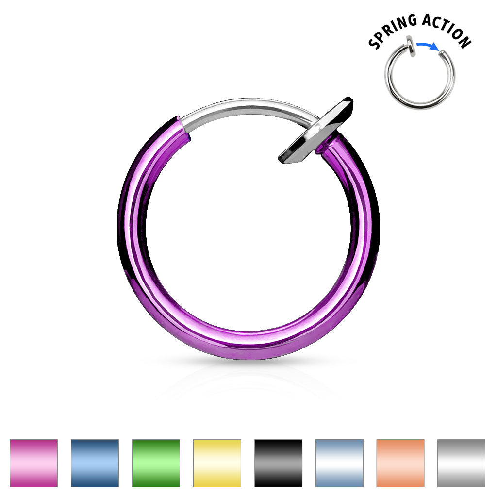 Fake Titanium Spring Action Septum, Ear, or Nose Hoop — Belly Bling