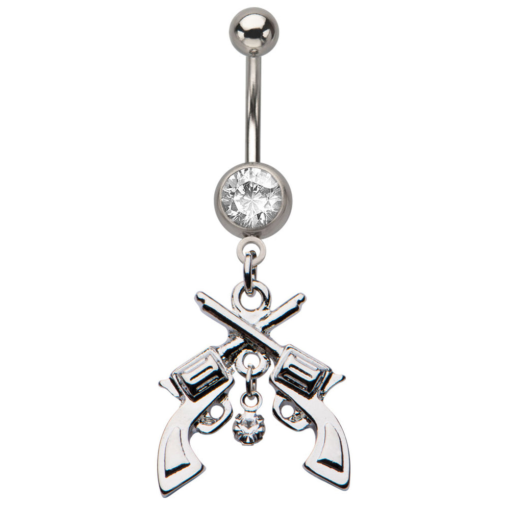 Crossed Guns Belly Ring Belly Bars & Belly Button Rings — Belly Bling