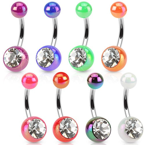 Metallic Gem Belly Ring Belly Button Rings & Bars — Belly Bling
