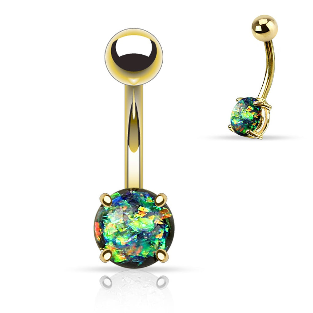 Dark Green Opal Glitter Belly Ring Belly Bars & Belly Button Rings ...