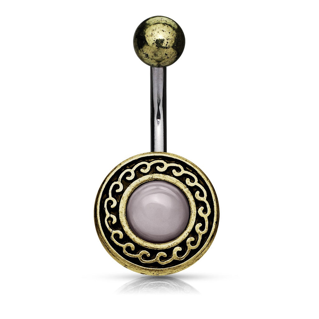 Antique Gold with Semi Precious Stone Belly Ring Belly Bars & Belly ...