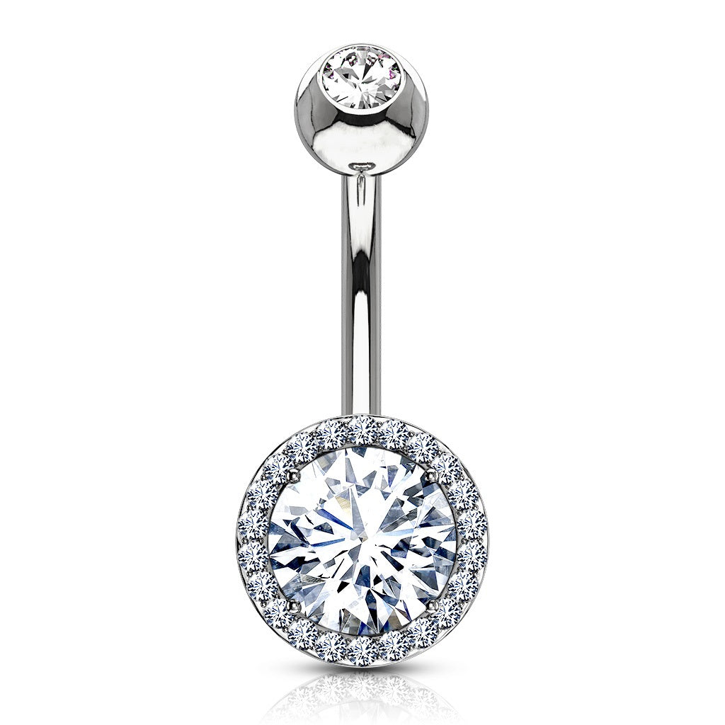 CZ Double Tier Belly Ring Belly Bars & Belly Button Rings — Belly Bling