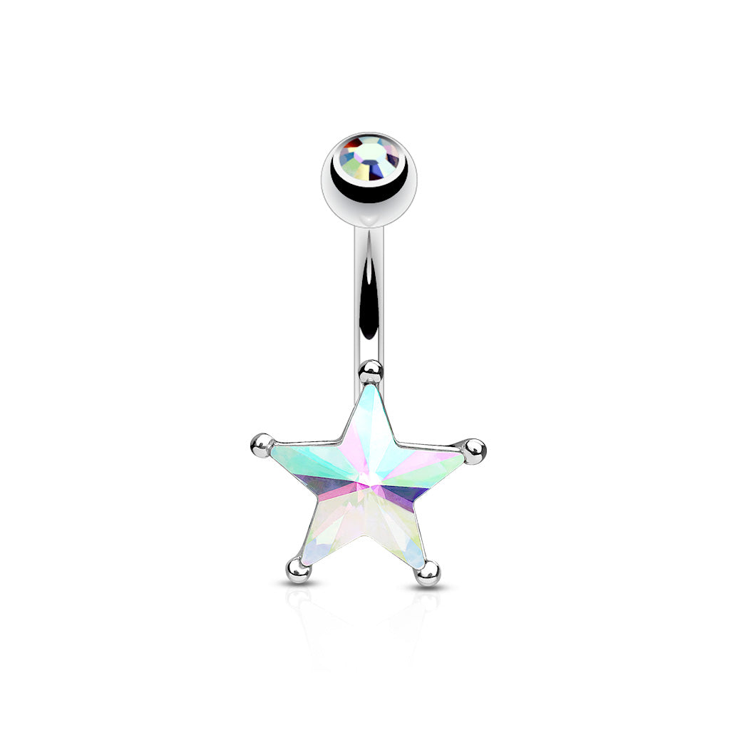 Iridescent Star Belly Ring Belly Button Rings & Bars — Belly Bling