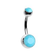 Turquoise Inlay Belly Ring Navel Piercing Jewelry & Belly Rings — Belly ...
