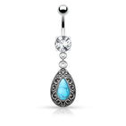 Turquoise Vintage Teardrop Belly Ring Navel Piercing Jewelry & Belly ...